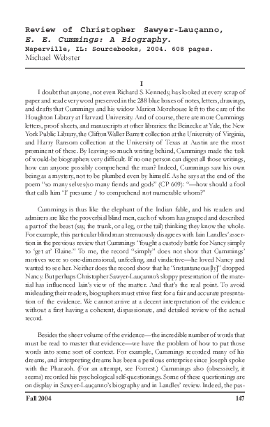 (PDF) Review of Christopher Sawyer-Lauçanno, E. E. Cummings: A ...