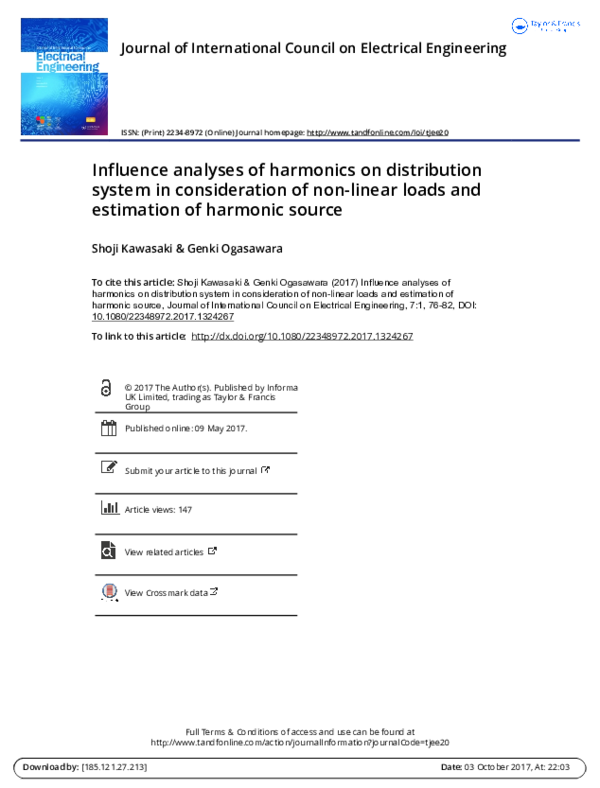 (PDF) Influence analyses of harmonics on distribution system in consideration of non-linear ...