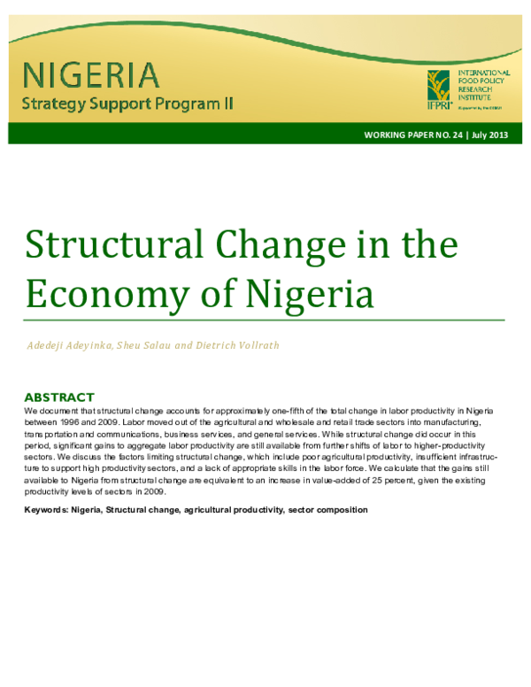 (PDF) Structural change in the economy of Nigeria