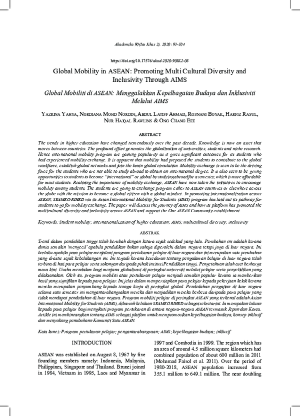 (PDF) Global Mobility In ASEAN: Promoting Multi Cultural Diversity and ...