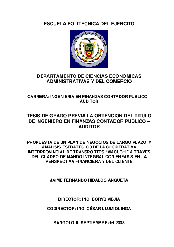 Propuesta de un plan de negocios de largo plazo, y análisis estratégico ...