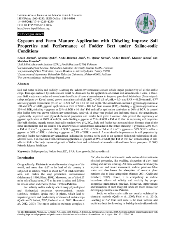 (PDF) Gypsum and farm manure application with chiseling improve soil ...