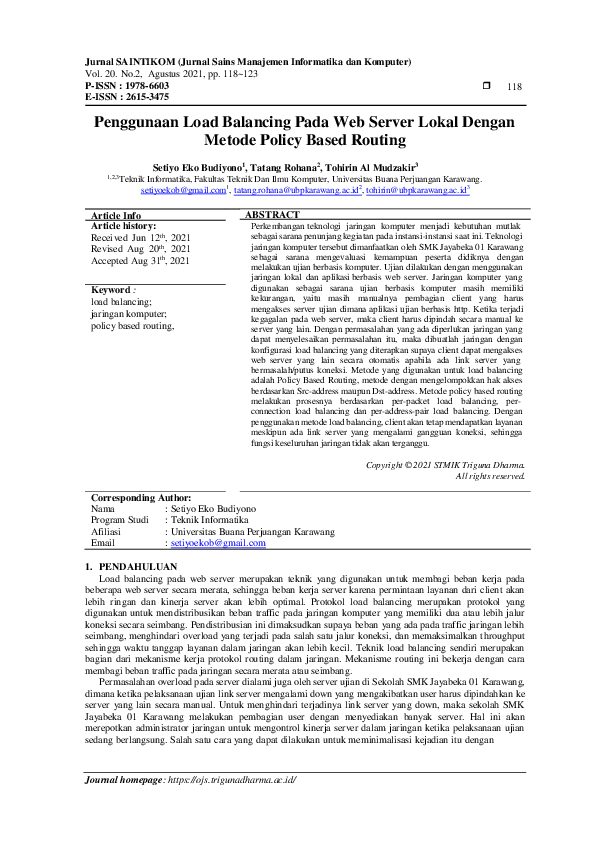 (PDF) Penggunaan Load Balancing Pada Web Server Lokal Dengan Metode ...