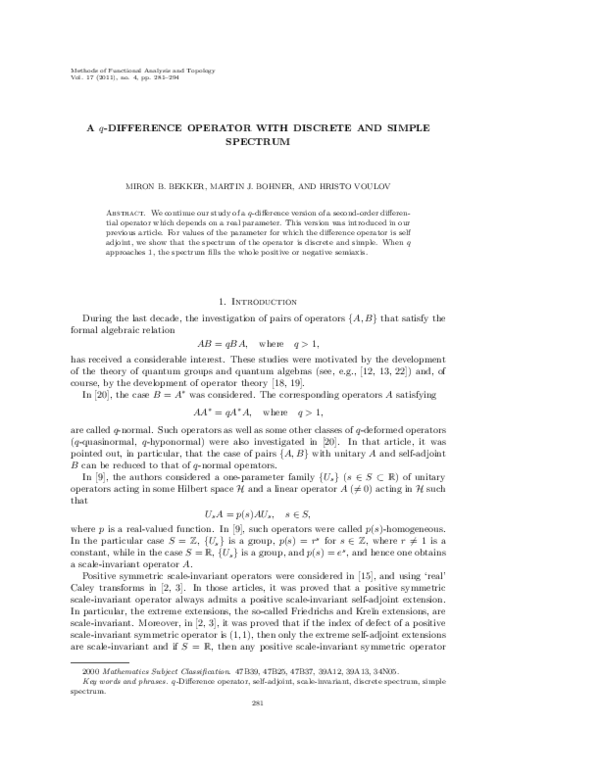 (PDF) A q# difference operator with discrete and simple spectrum