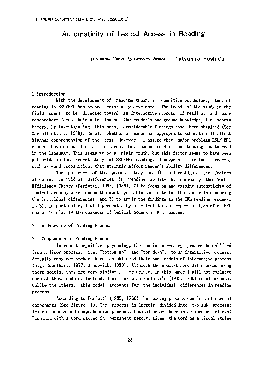 (PDF) Automaticity of Lexical Access in Reading