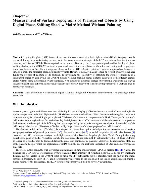 (PDF) Measurement of Surface Topography of Transparent Objects by Using ...