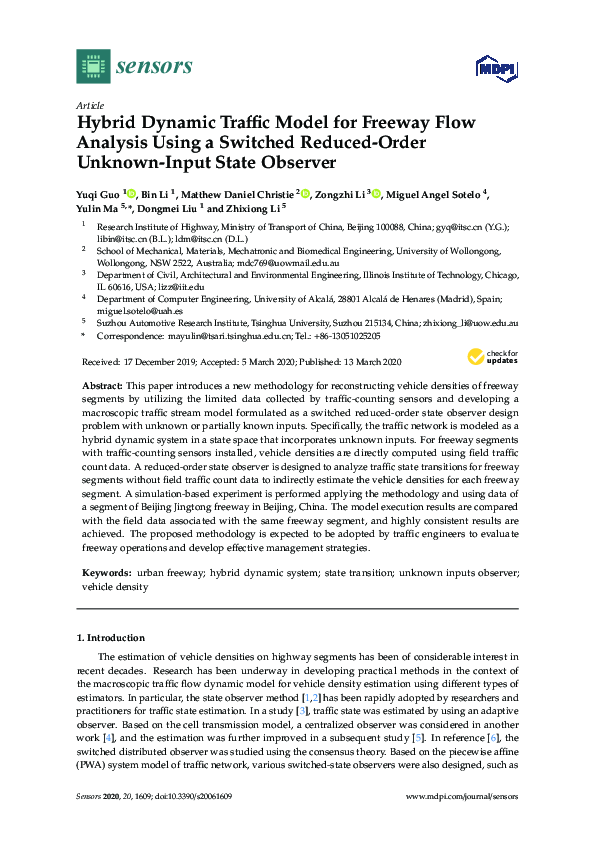 Pdf Hybrid Dynamic Traffic Model For Freeway Flow Analysis Using A Switched Reduced Order