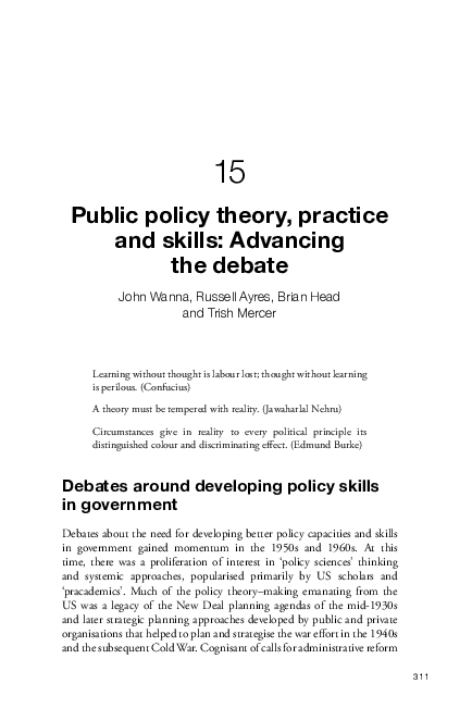 (PDF) Public policy theory, practice and skills