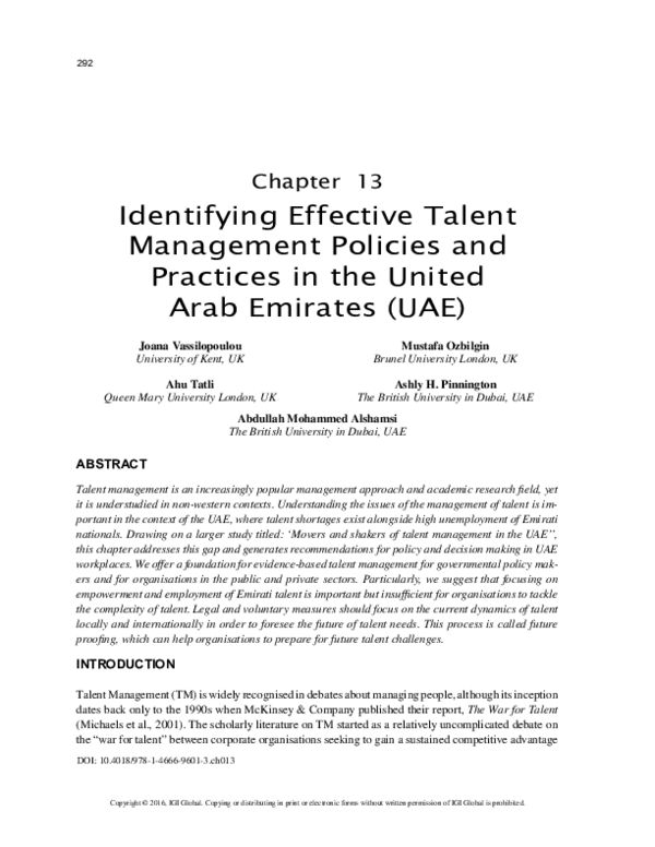 (PDF) Identifying Effective Talent Management Policies and Practices in ...