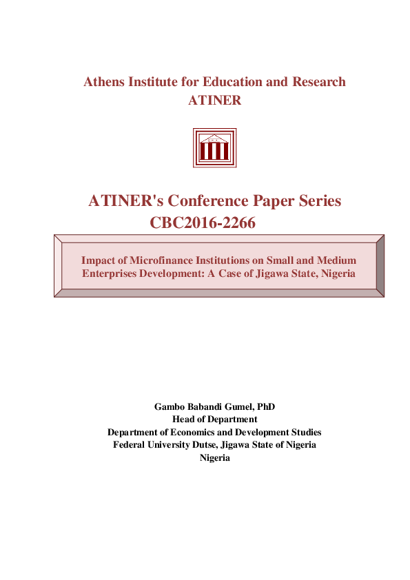 (PDF) Impact of Microfinance Institutions on Small and Medium Enterprises Development : A Case ...