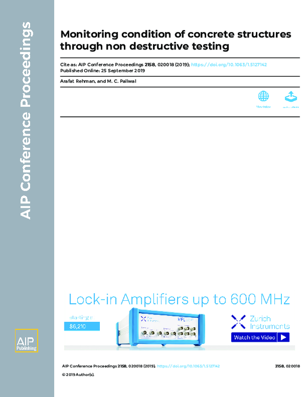 (PDF) Monitoring condition of concrete structures through non ...