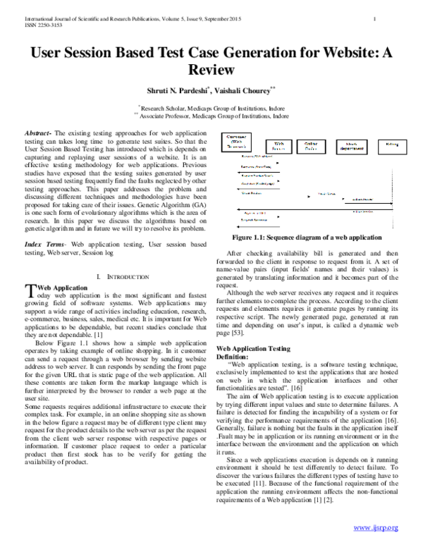 Pdf User Session Based Test Case Generation For Website A Review