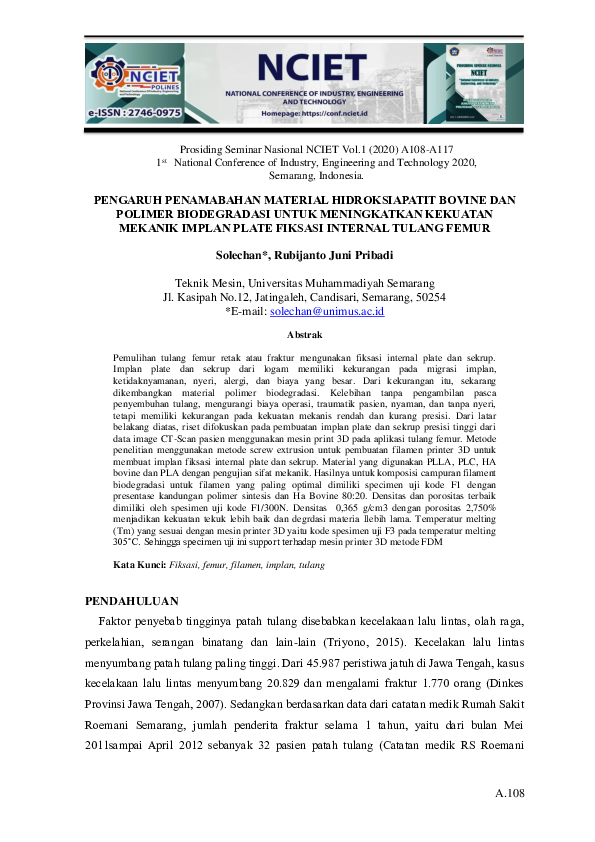 (PDF) Pengaruh Penambahan Material Hidroksiapatit Bovine Dan Polimer ...