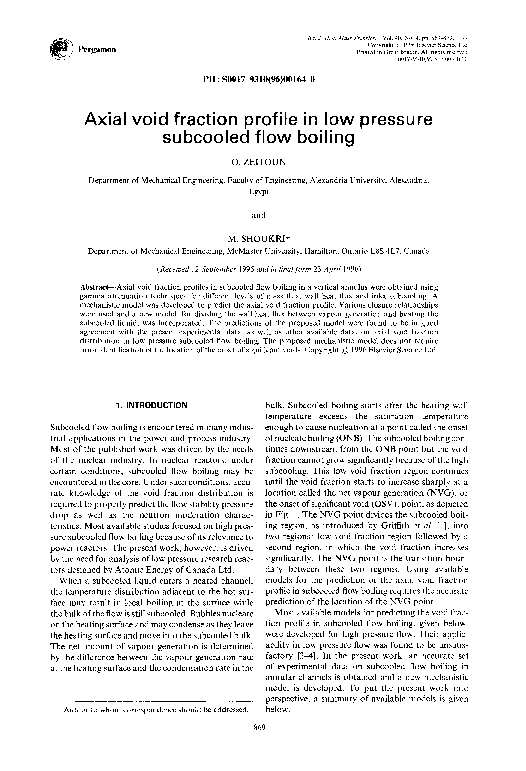 (PDF) Axial void fraction profile in low pressure subcooled flow boiling
