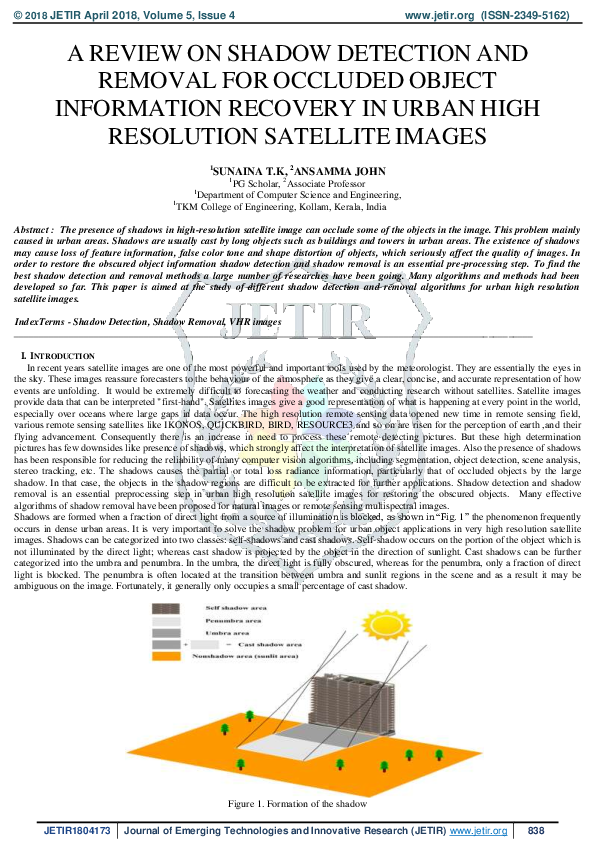 Pdf A Review On Shadow Detection And Removal For Occluded Object Information Recovery In Urban