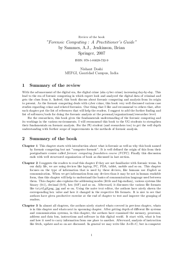 (PDF) Forensic computing: a practitioner's guide