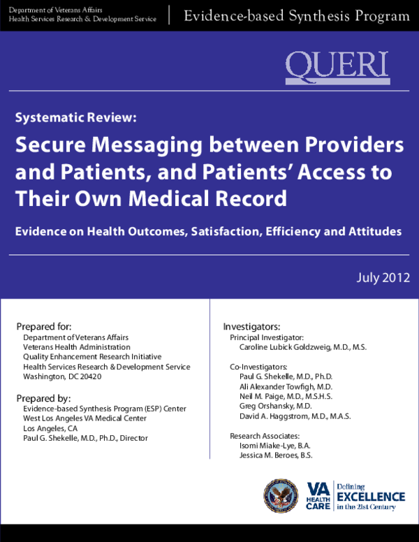 (PDF) Systematic Review: Secure Messaging Between Providers and ...