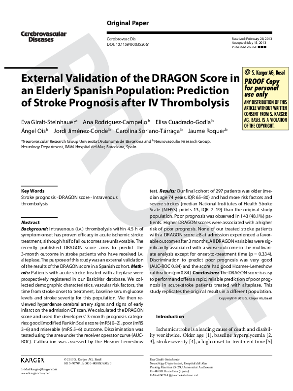 (PDF) External Validation of the DRAGON Score in an Elderly Spanish ...