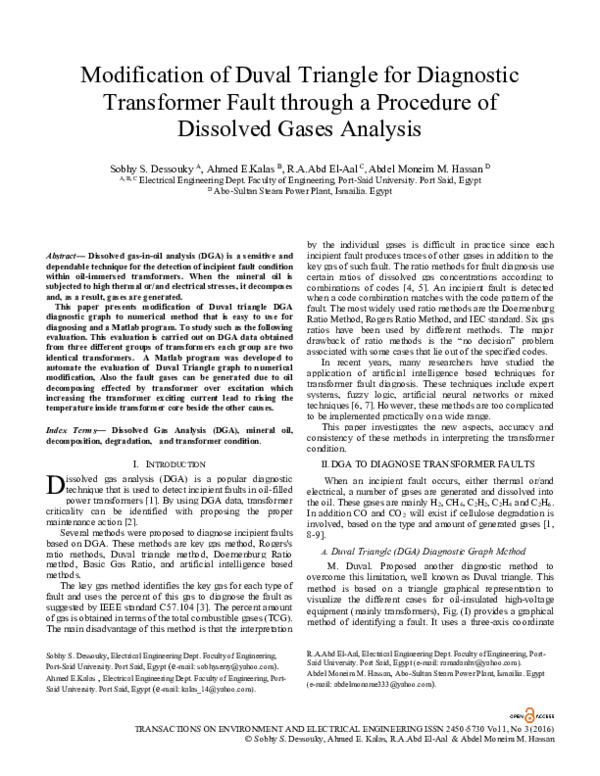 (PDF) Modification of Duval Triangle for Diagnostic Transformer Fault ...