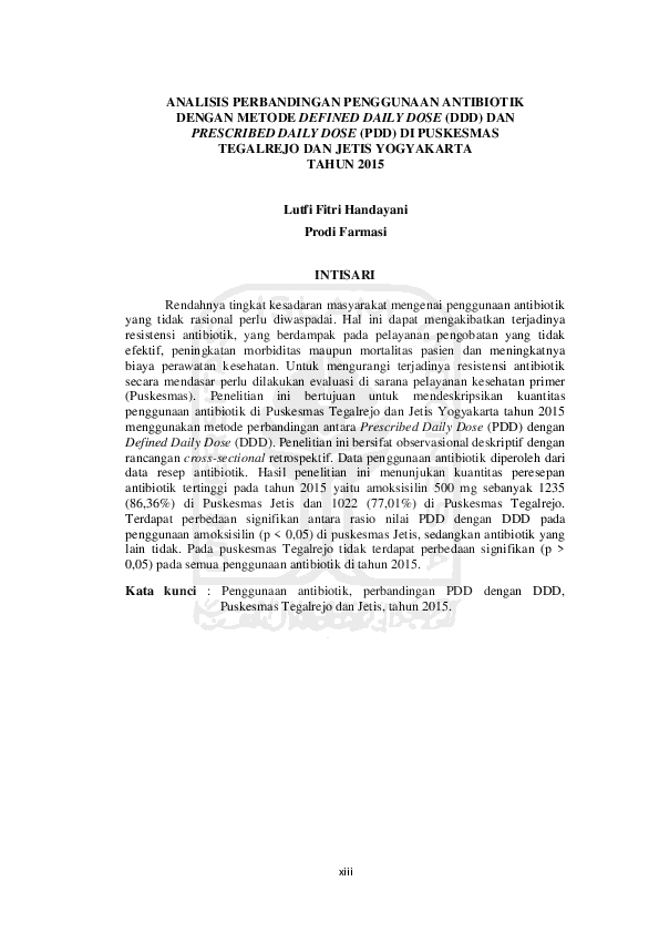 (PDF) Analisis Perbandingan Penggunaan Antibiotik dengan Metode Defined ...