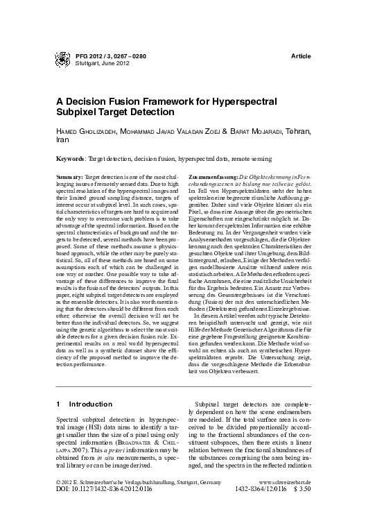 (PDF) A Decision Fusion Framework for Hyperspectral Subpixel Target Detection