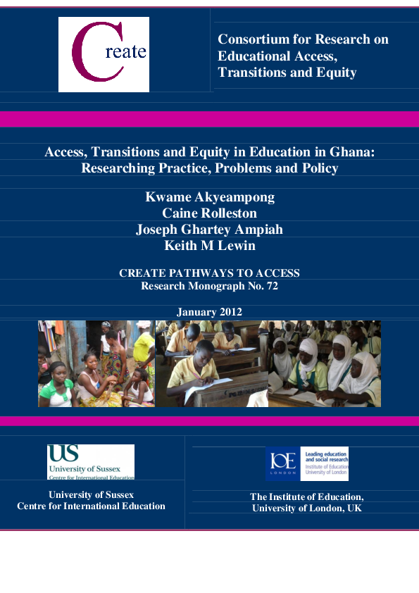 (PDF) Access, Transitions and Equity in Education in Ghana: Researching ...
