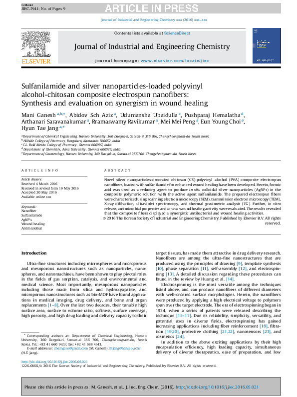 (PDF) Sulfanilamide and silver nanoparticles-loaded polyvinyl alcohol-chitosan composite ...