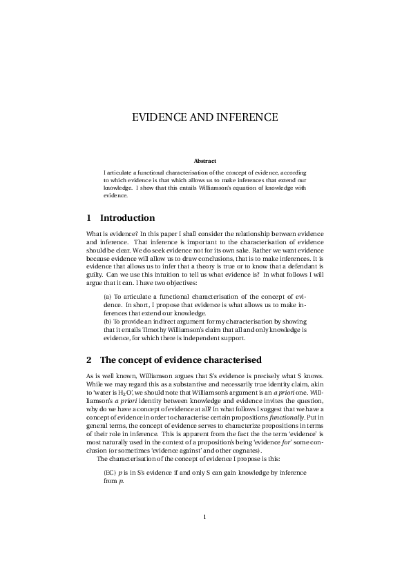 (PDF) Evidence and Inference