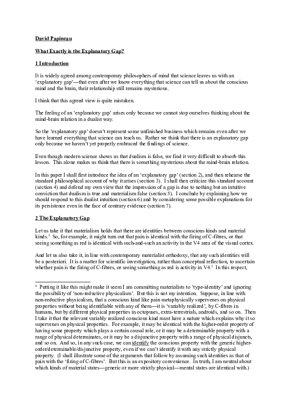 (DOC) What Exactly is the Explanatory Gap?