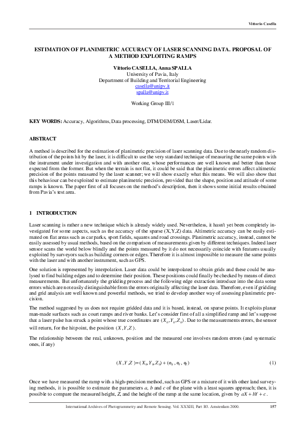 (PDF) Estimation of Planimetric Accuracy of Laser Scanning Data ...