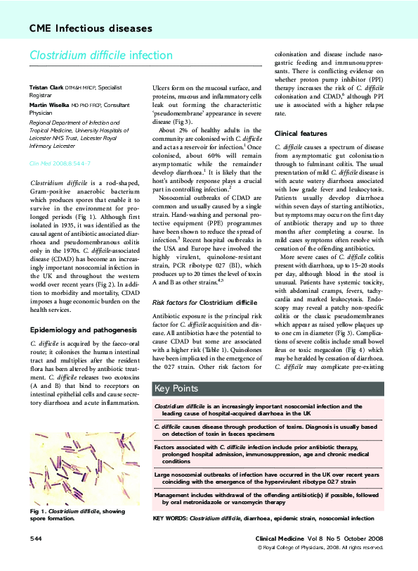 (PDF) Clostridium difficile infection