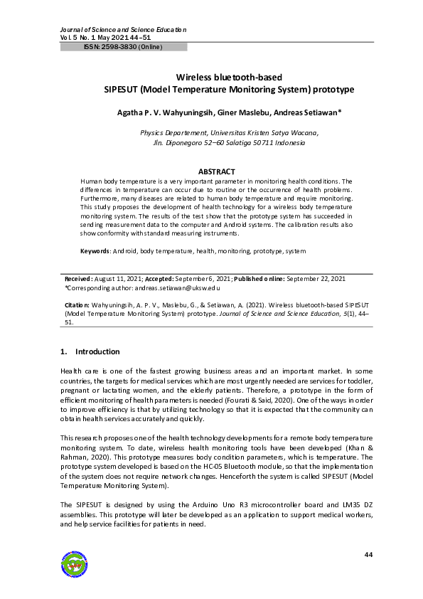 (PDF) Wireless bluetooth-based SIPESUT (Body Temperature Monitoring ...