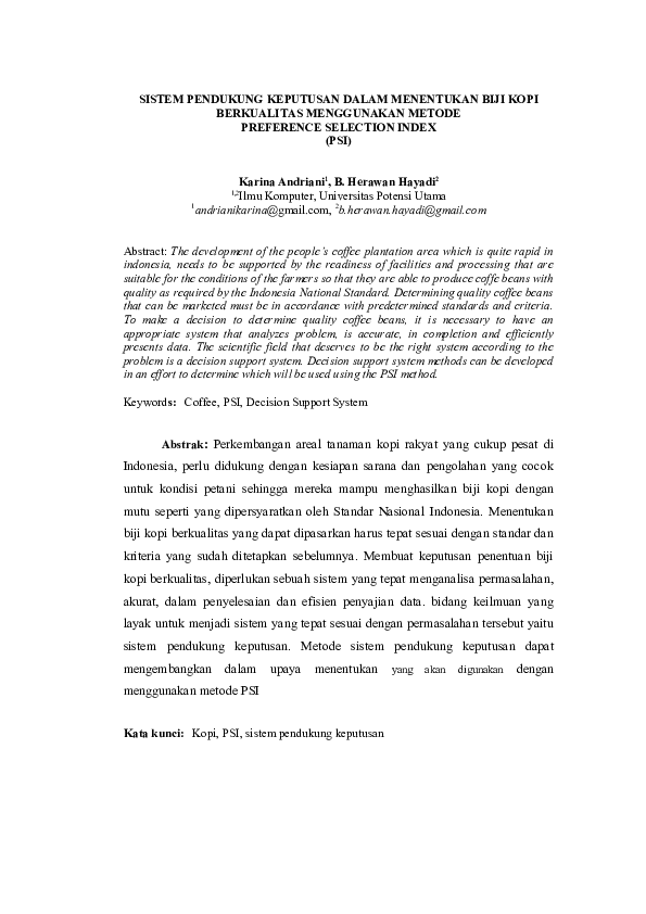 (DOC) SISTEM PENDUKUNG KEPUTUSAN DALAM MENENTUKAN BIJI KOPI BERKUALITAS ...