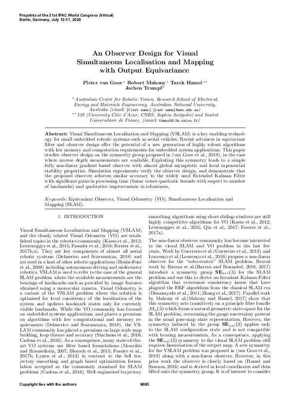 (PDF) An Observer Design for Visual Simultaneous Localisation and ...