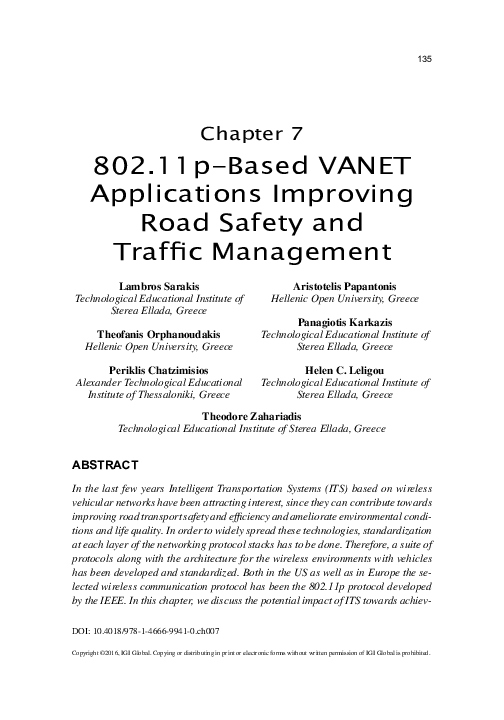 (PDF) 802.11p-Based VANET Applications Improving Road Safety and Traffic Management