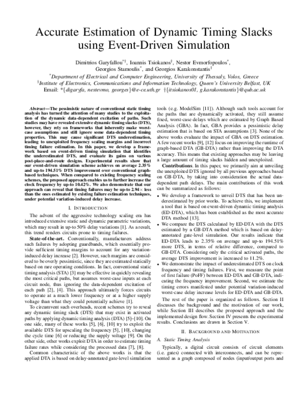 (PDF) Accurate Estimation of Dynamic Timing Slacks using Event-Driven ...