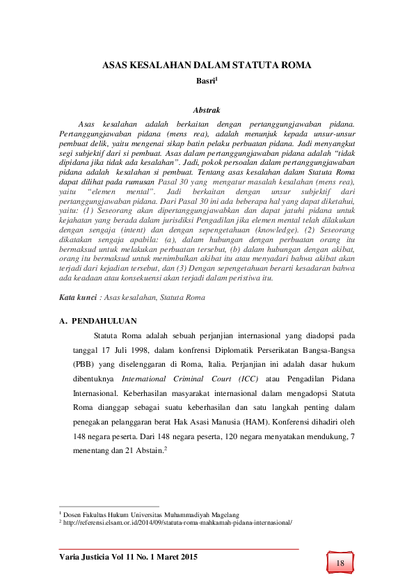 (PDF) Asas Kesalahan Dalam Statuta Roma