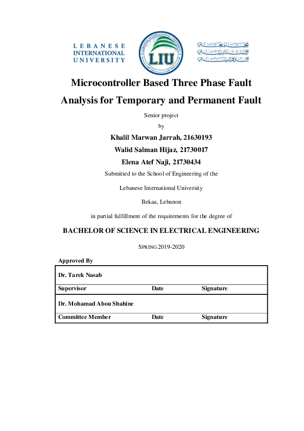 (PDF) Microcontroller Based Three Phase Fault Analysis for Temporary and Permanent Fault
