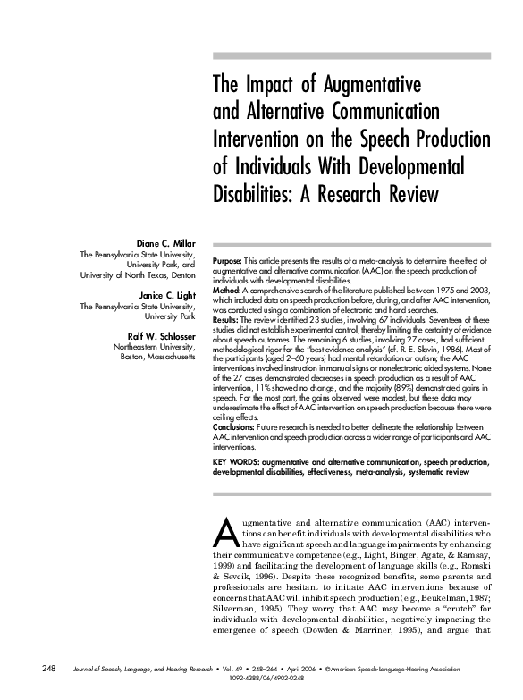 (PDF) The Impact of Augmentative and Alternative Communication ...