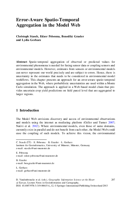 (PDF) Error-Aware Spatio-Temporal Aggregation in the Model Web