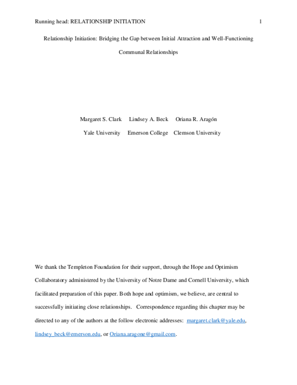 (PDF) Relationship initiation: Bridging the gap between initial ...