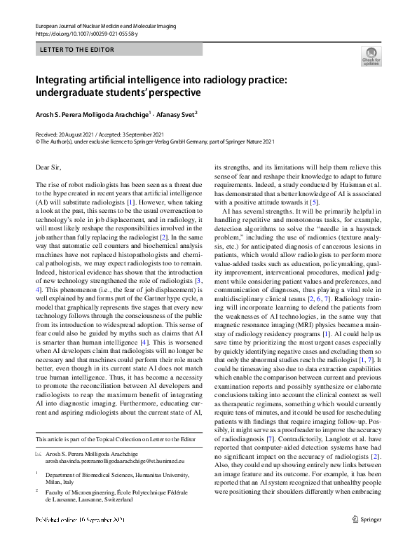 (PDF) Integrating artificial intelligence into radiology practice ...