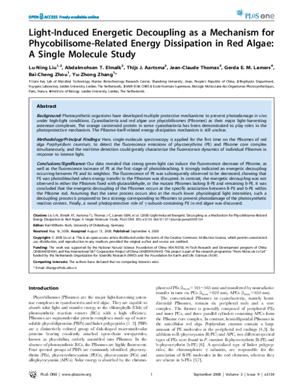 (PDF) Light-Induced Energetic Decoupling as a Mechanism for ...