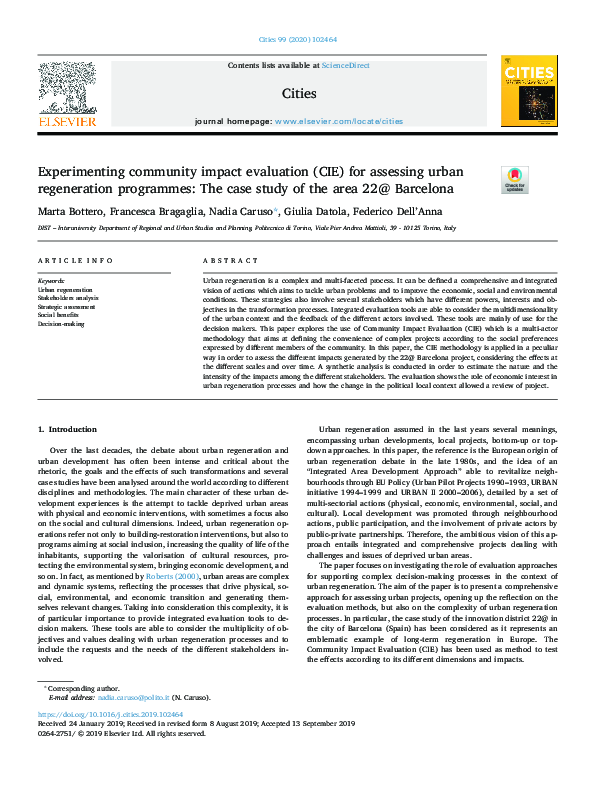 (PDF) Experimenting community impact evaluation (CIE) for assessing ...