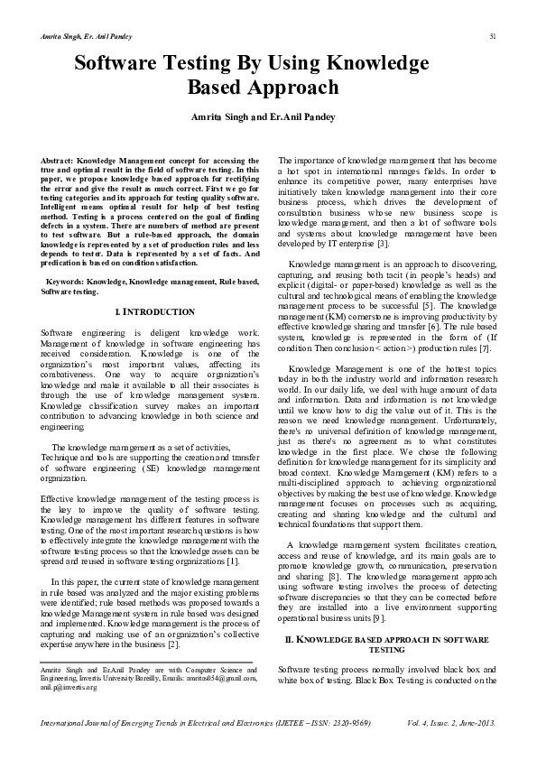 (PDF) Software Testing By Using Knowledge Based Approach