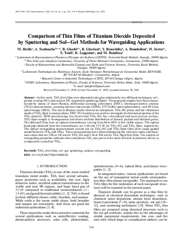 (PDF) Comparison of Thin Films of Titanium Dioxide Deposited by ...