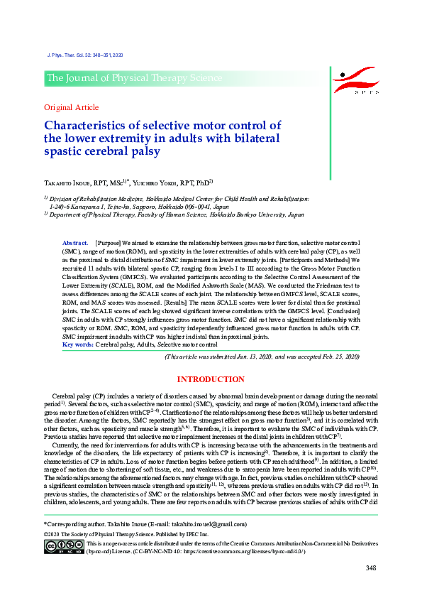 (PDF) Characteristics of selective motor control of the lower extremity ...