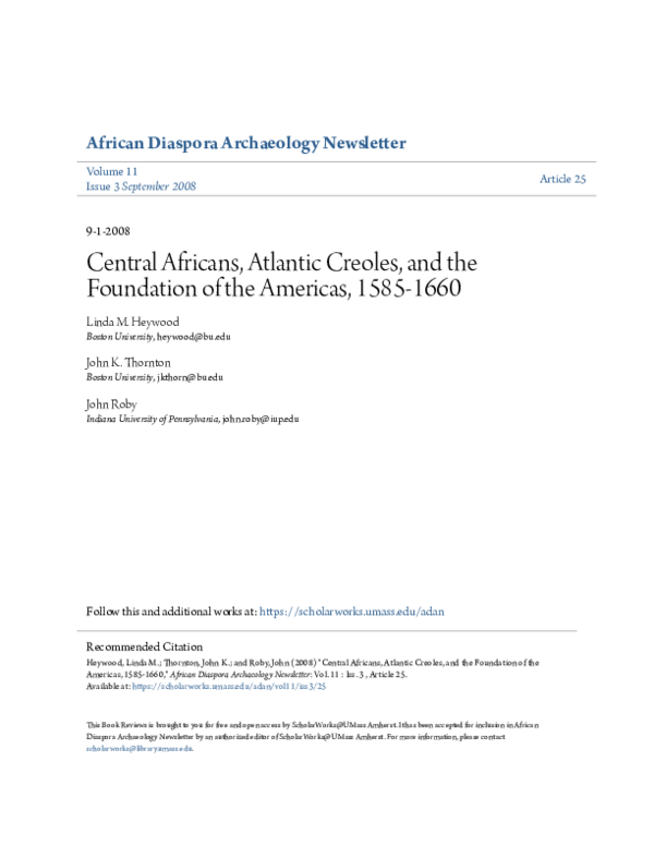 (PDF) Central Africans, Atlantic Creoles, and the Foundations of the ...