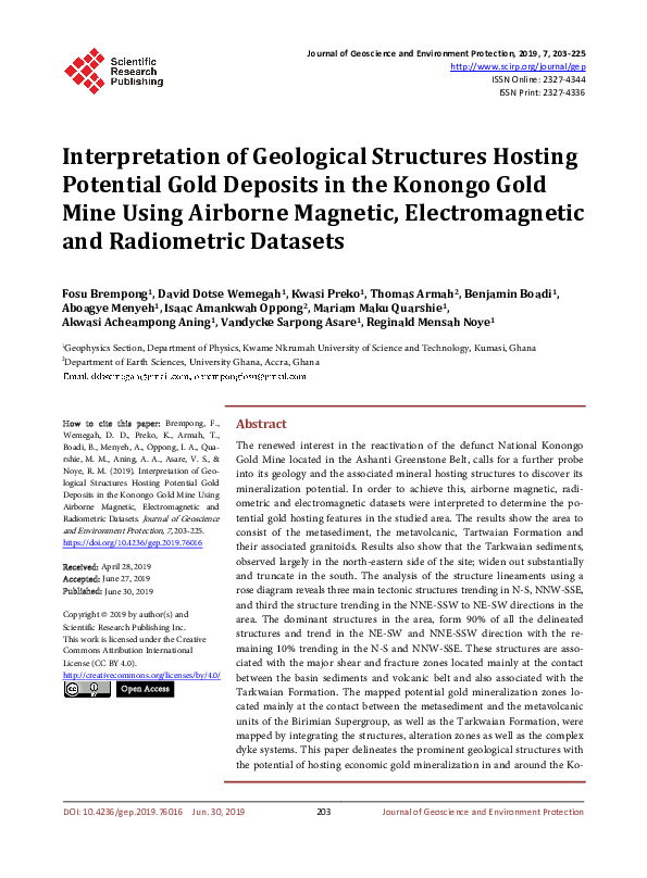 (PDF) Interpretation of Geological Structures Hosting Potential Gold ...