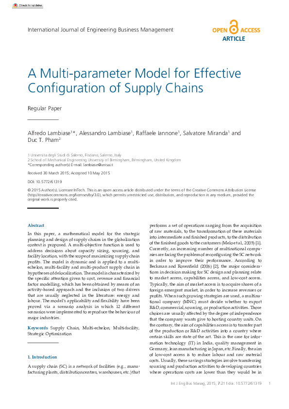 (PDF) A Multi-Parameter Model for Effective Configuration of Supply Chains